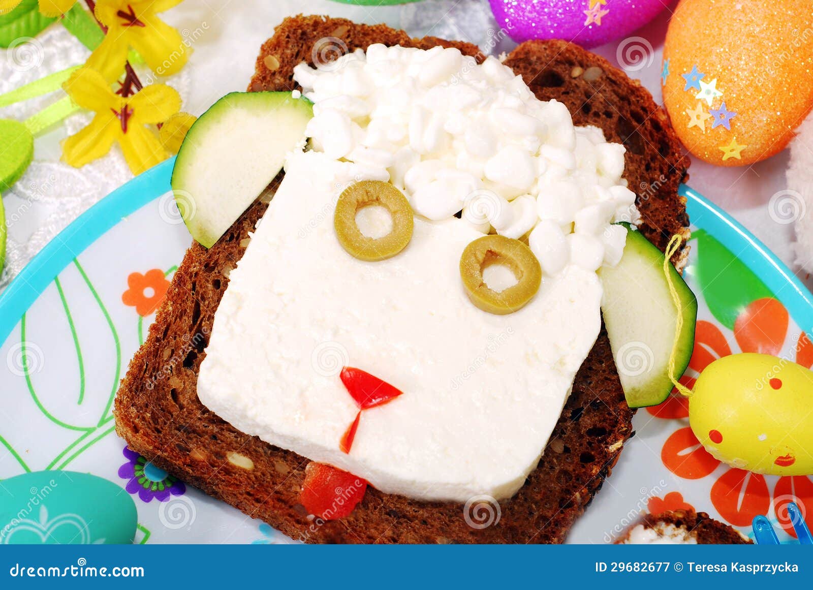 Easter Sandwich with Sheep Head for Child Stock Image - Image of ...