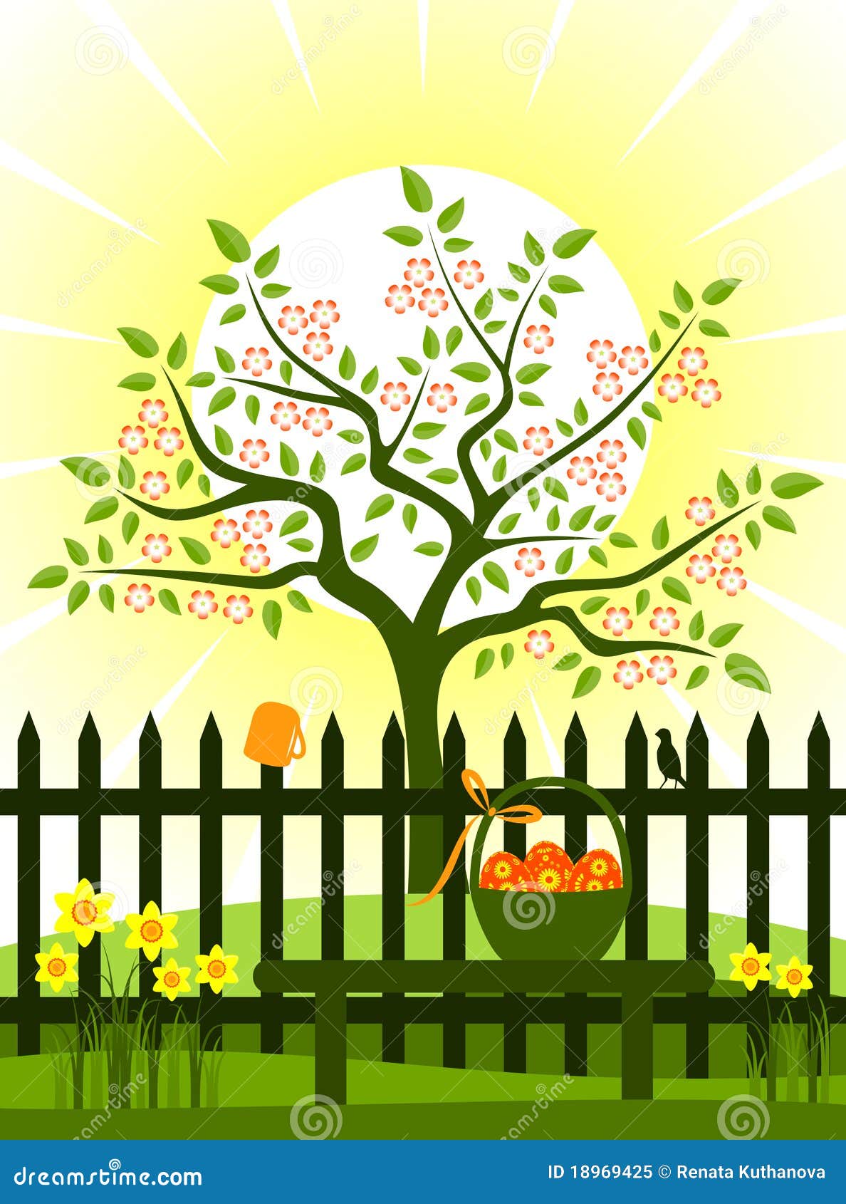 Easter scene stock vector. Illustration of daffodil, holiday - 18969425