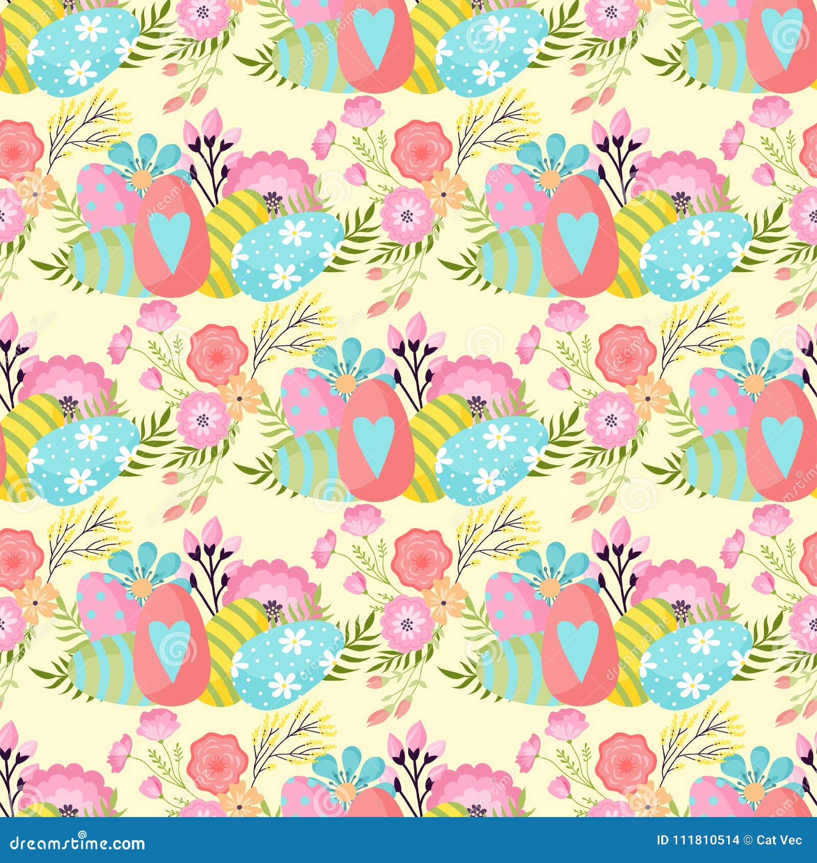 Easter Seamless Pattern Background Design Vector Holiday Celebration ...