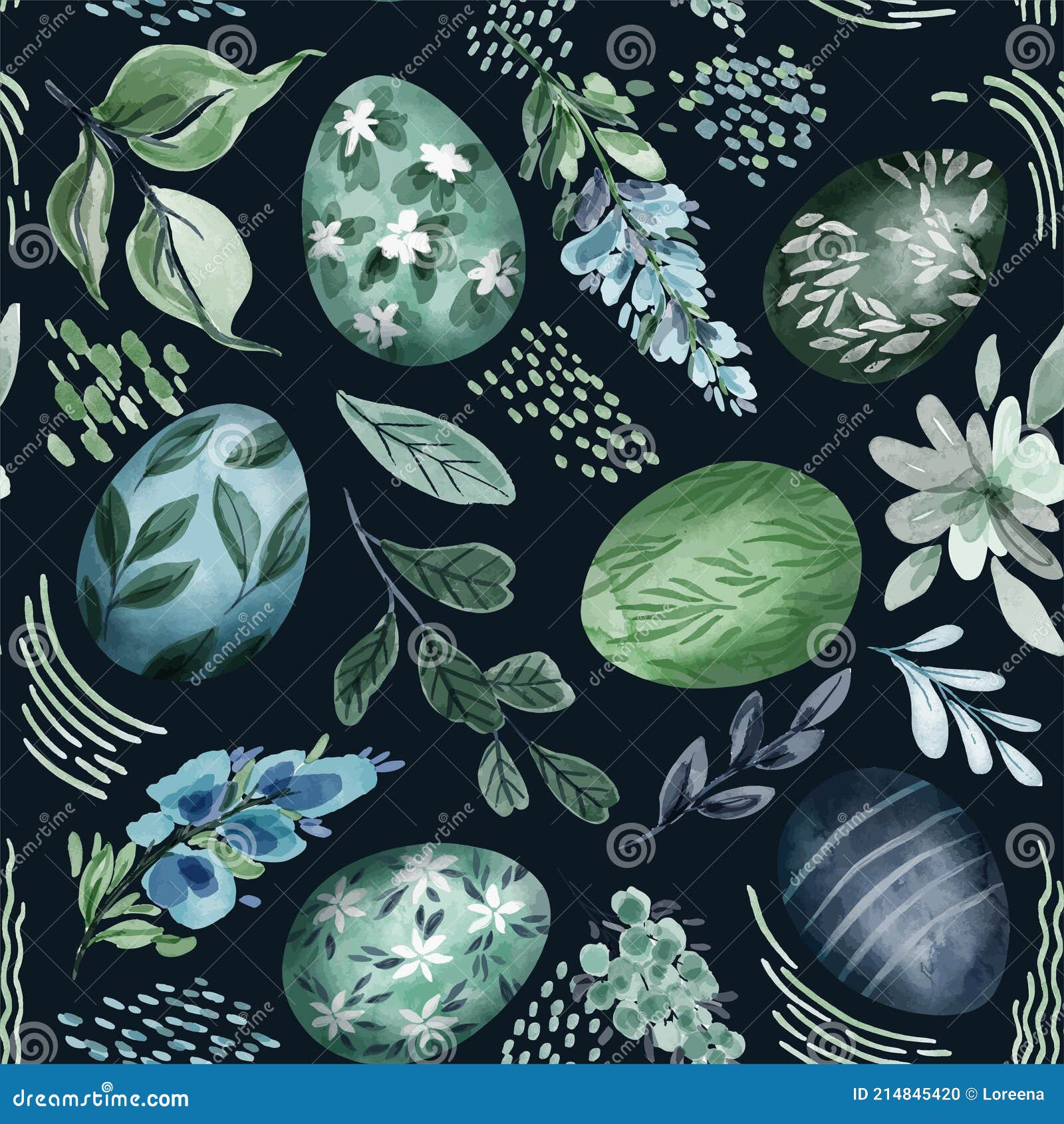 Easter Seamless Pattern with Eggs and Floral Elements Stock Vector ...