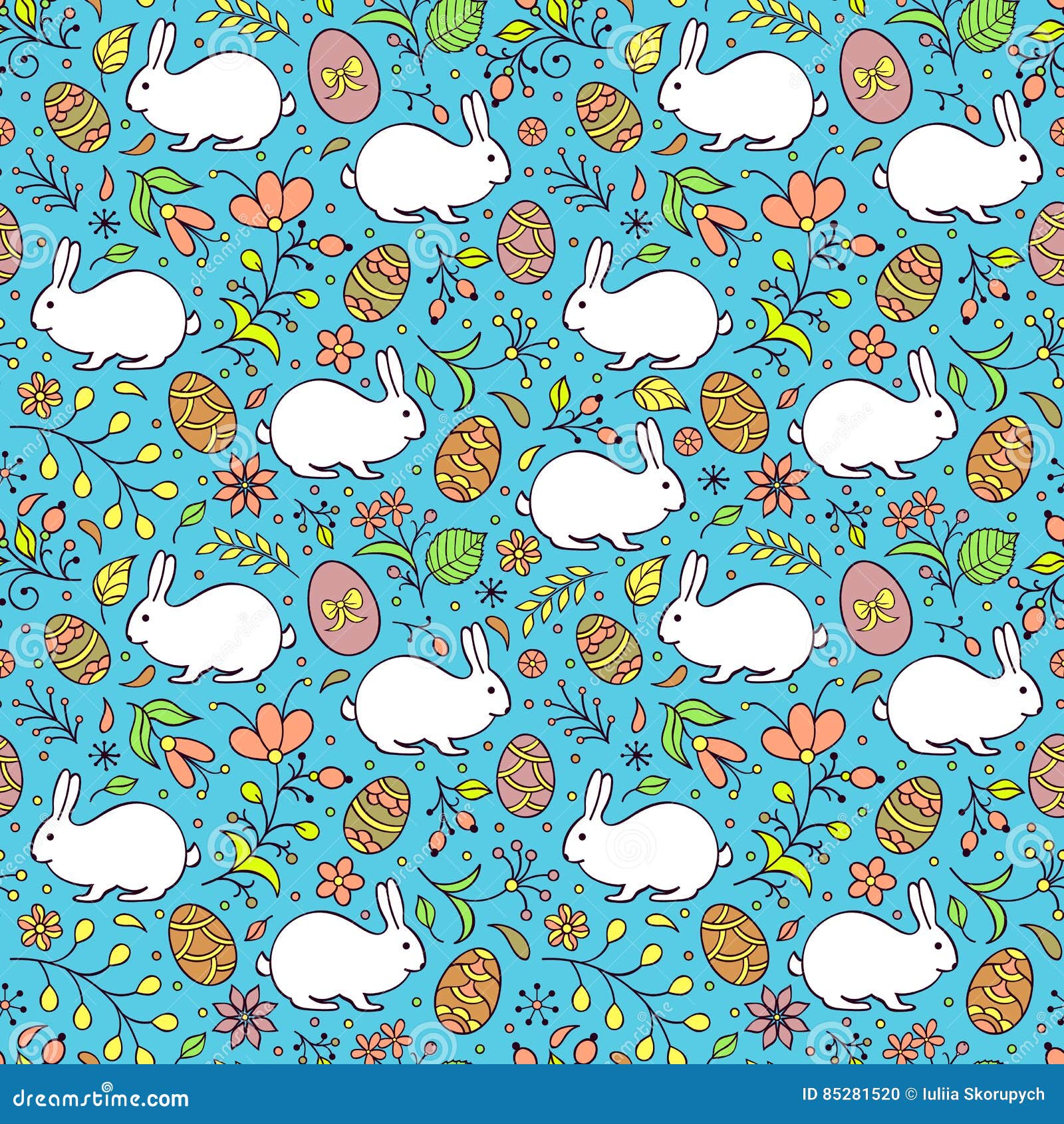 Easter seamless pattern stock vector. Illustration of leaf - 85281520