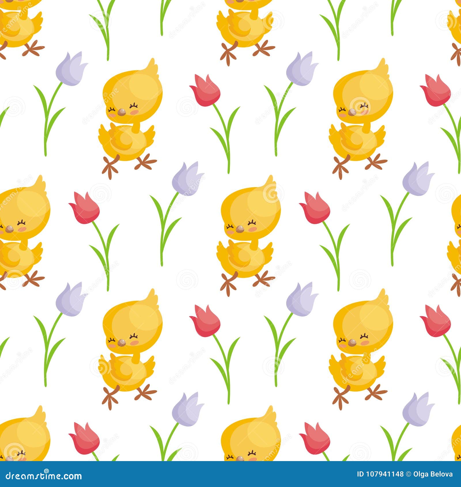 Cute Chick Seamless Pattern Stock Vector - Illustration of textile ...