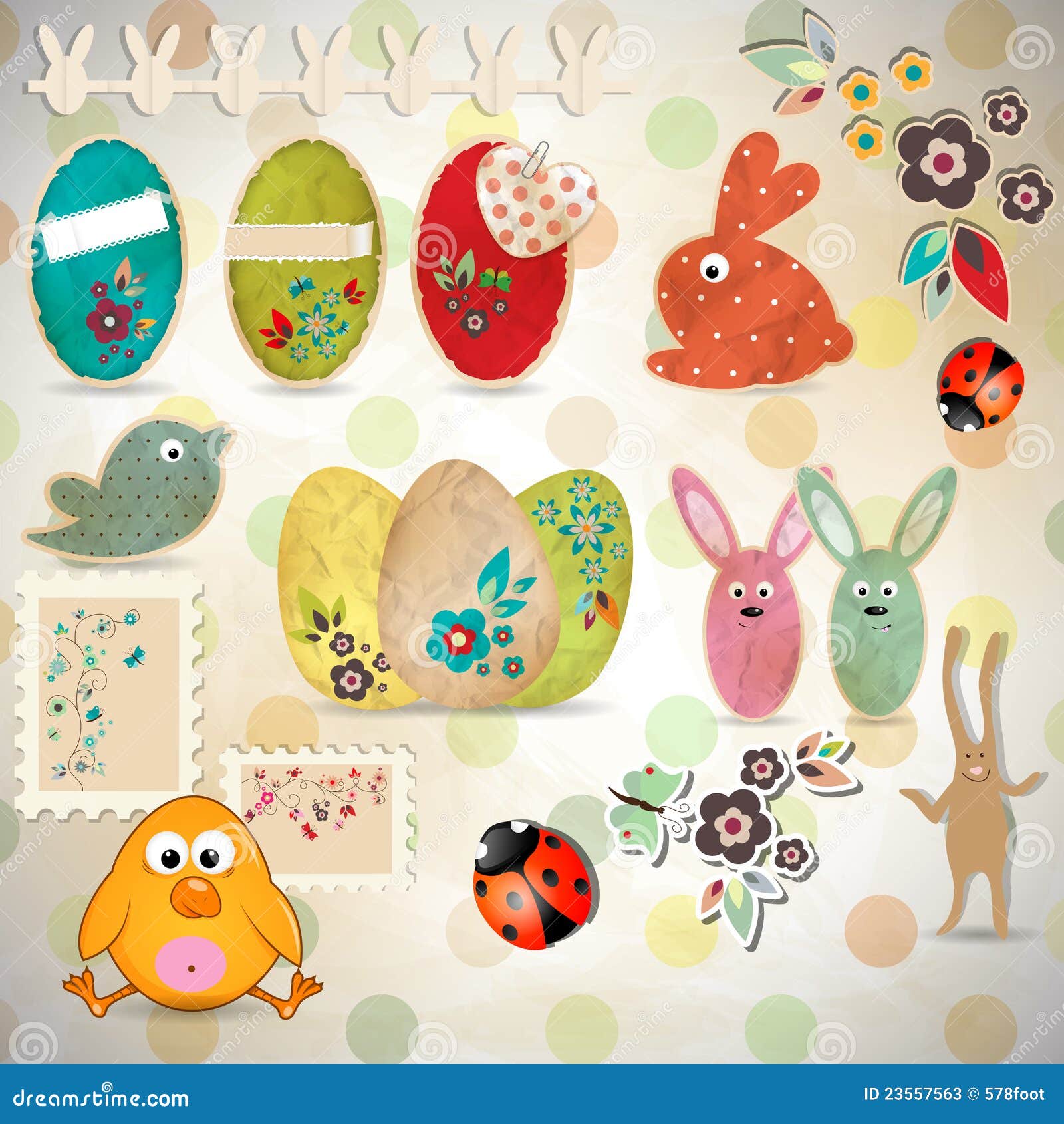 Easter set stock vector. Illustration of frame, paper - 23557563
