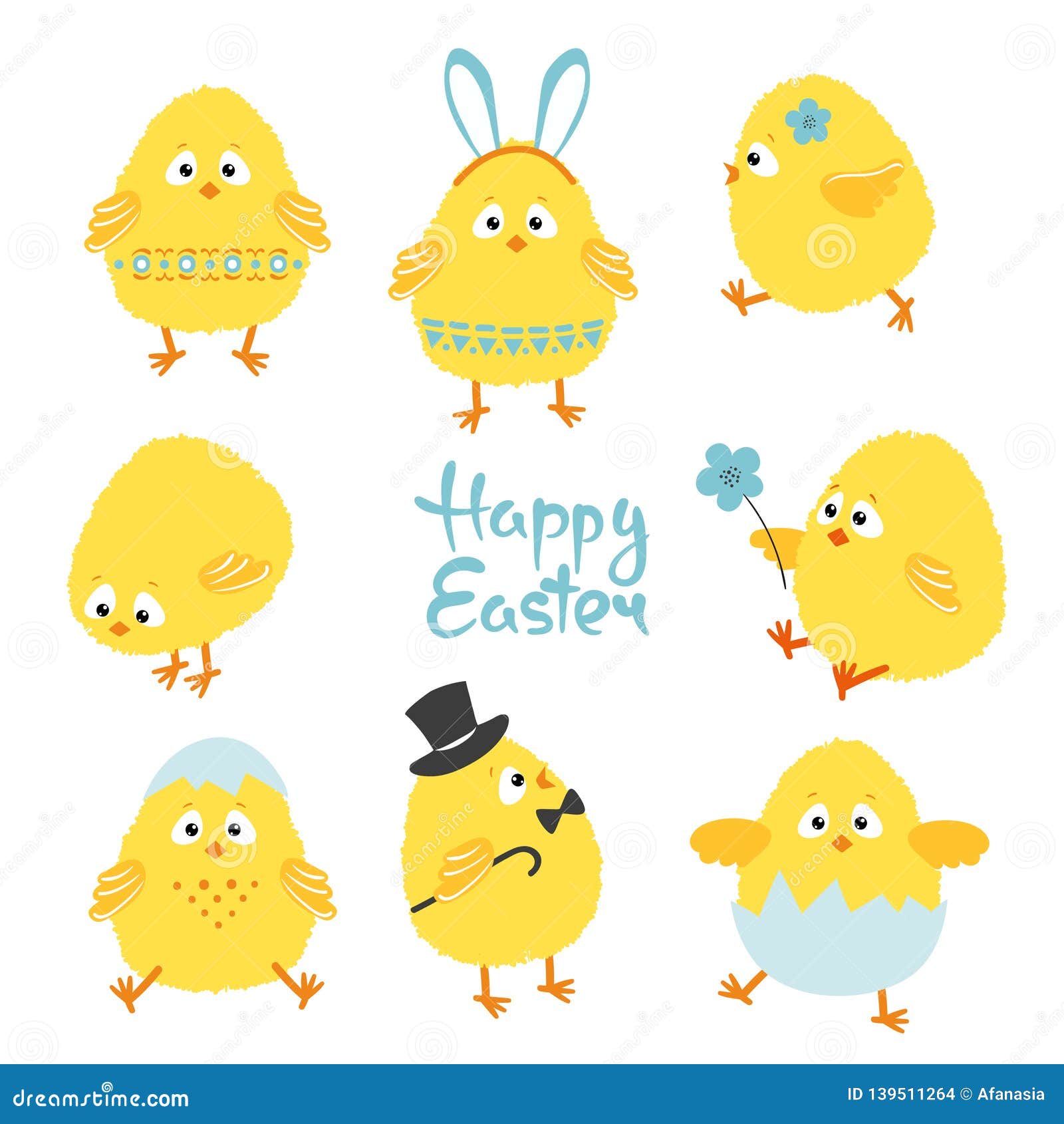 Easter Set of Cute Cartoon Chickens. Vector Illustration Stock Vector ...