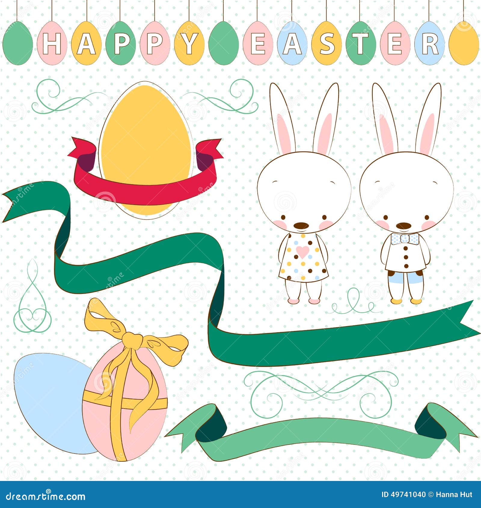 Easter Set, Ribbons, Labels. Stock Vector - Illustration of ribbon ...