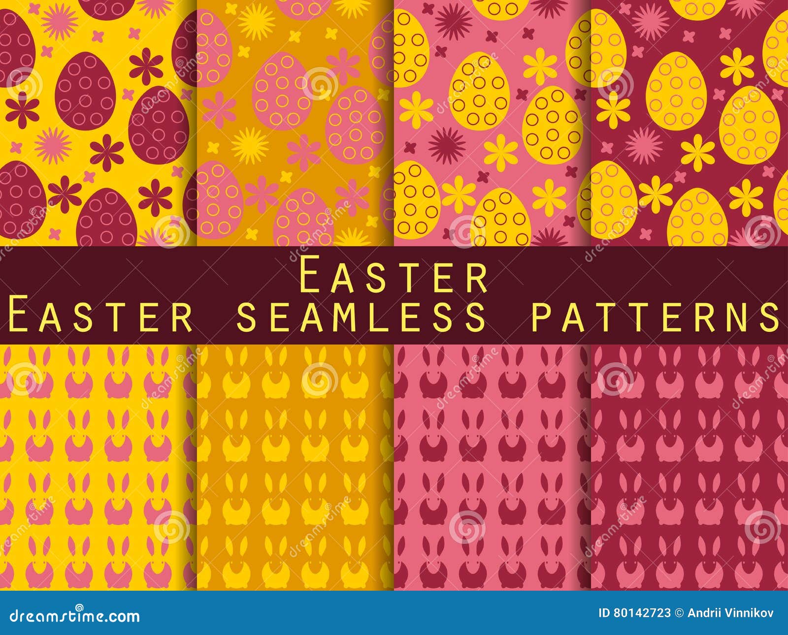 Easter. Set of Seamless Patterns. Easter Bunny and Easter Egg Stock ...