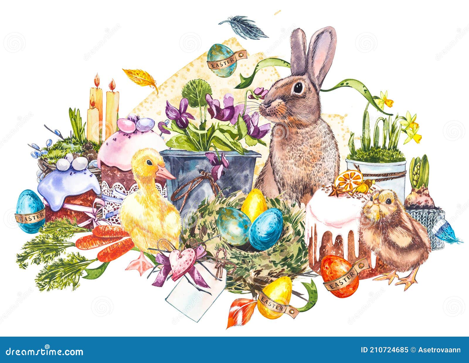 Easter Set and Template Clip Art with Easter Eggs, Flowers, Animals ...