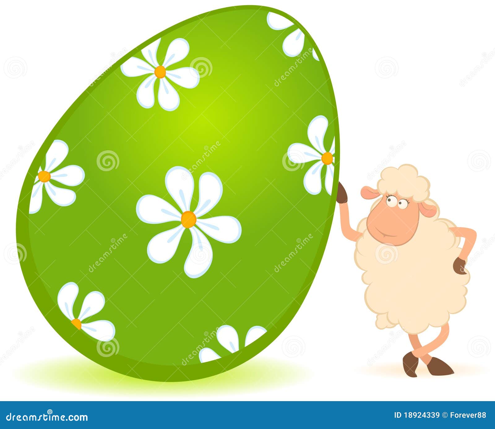 Easter Sheep with Colored Egg Stock Illustration - Illustration of ...