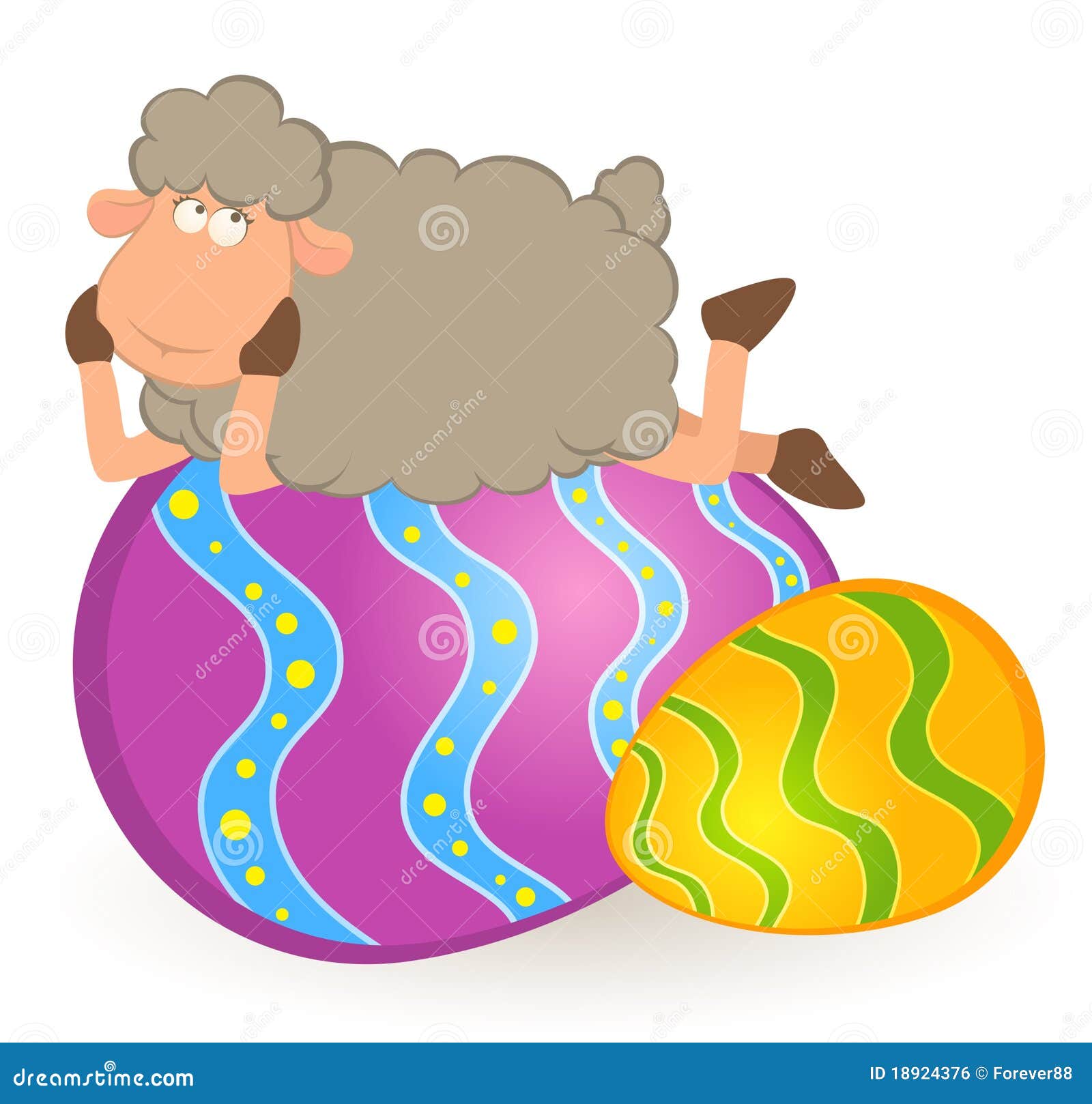 Easter Sheep with Colored Egg Stock Illustration - Illustration of ...
