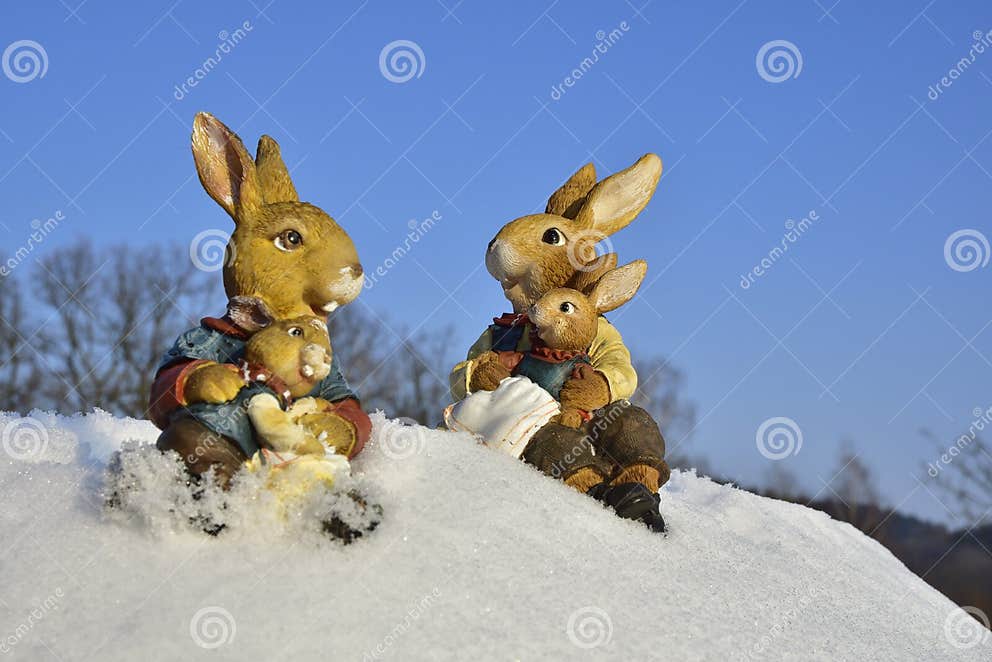 Easter in the snow stock photo. Image of rabbit, custom - 85634860