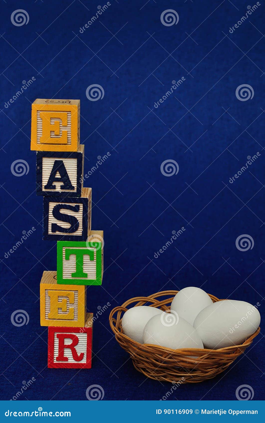 Easter Spelled with Alphabet Blocks and Easter Eggs Stock Image - Image ...