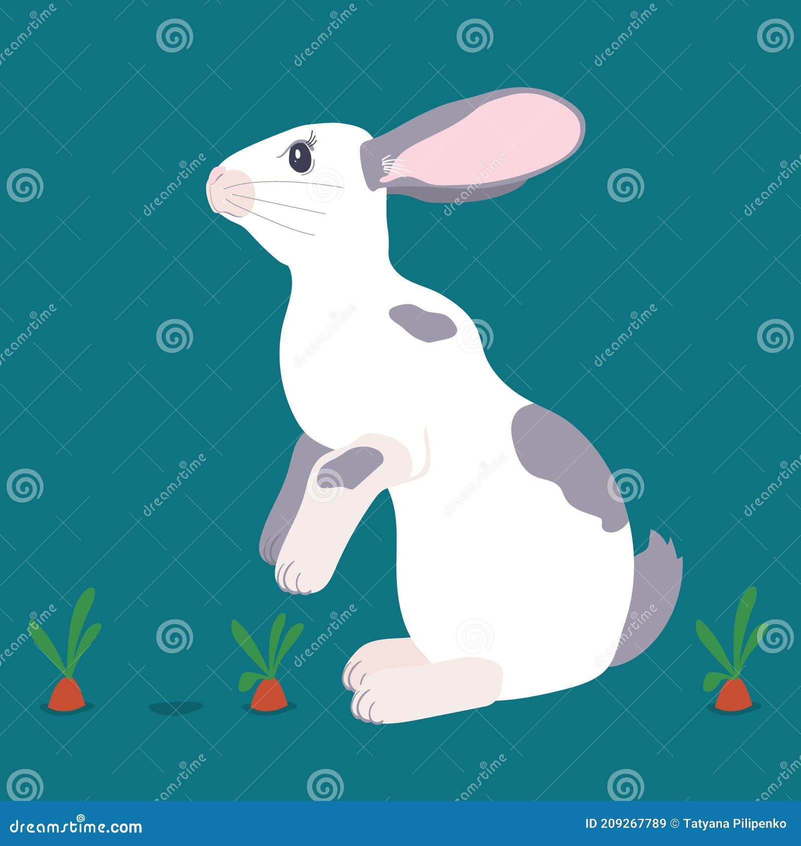 Easter Spotted Rabbit Cartoon Style Stock Vector - Illustration of ...