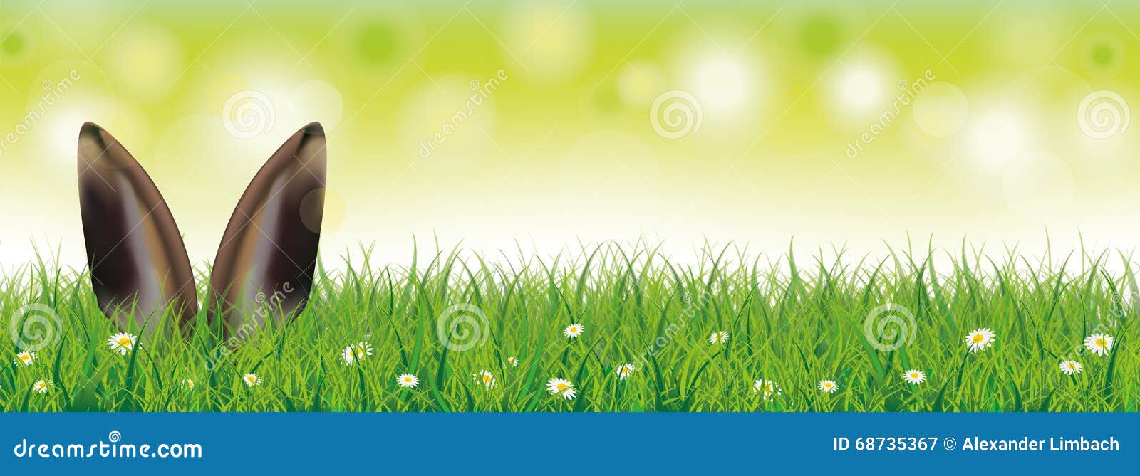 Easter Spring Background Bunny Ears Header Stock Vector - Illustration ...