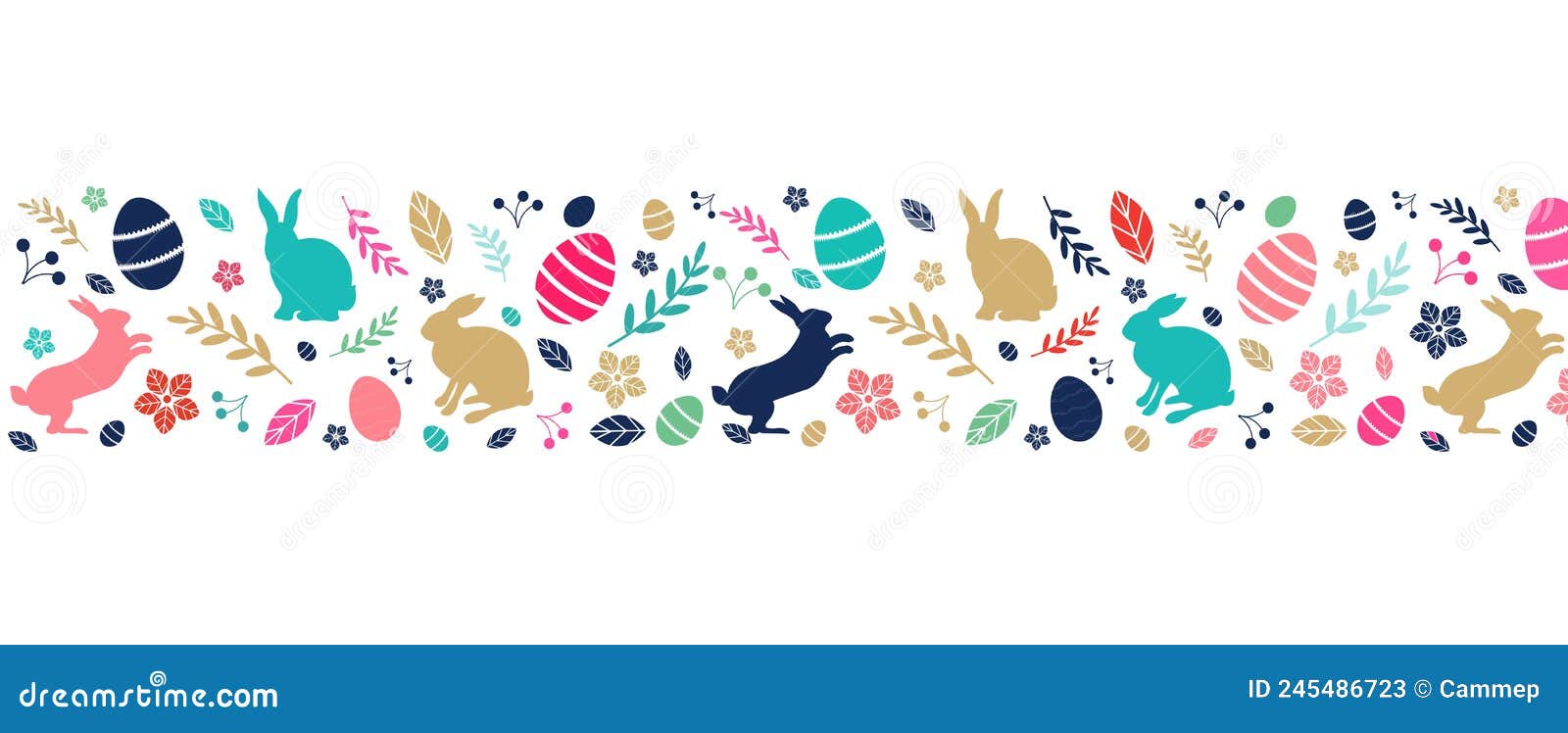 Easter Spring Border with Rabbits Stock Vector - Illustration of nature ...