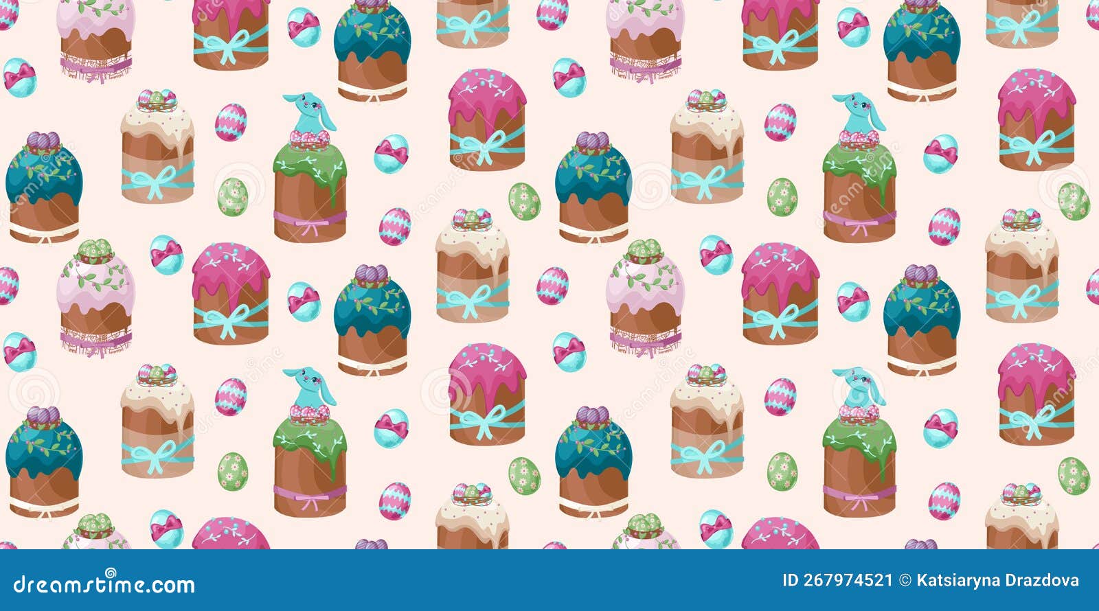 Easter Spring Cake Seamless Pattern. Cute Traditional Bakery Stock ...