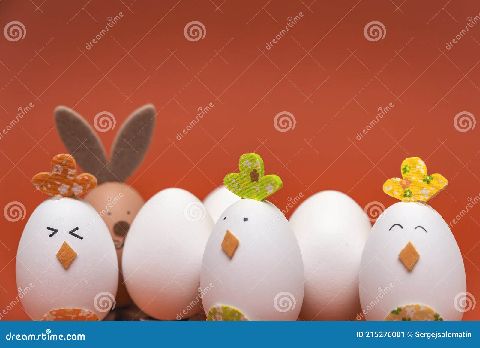 Easter Spring Card, Colored Bunny and Chicken, on an Orange Background ...