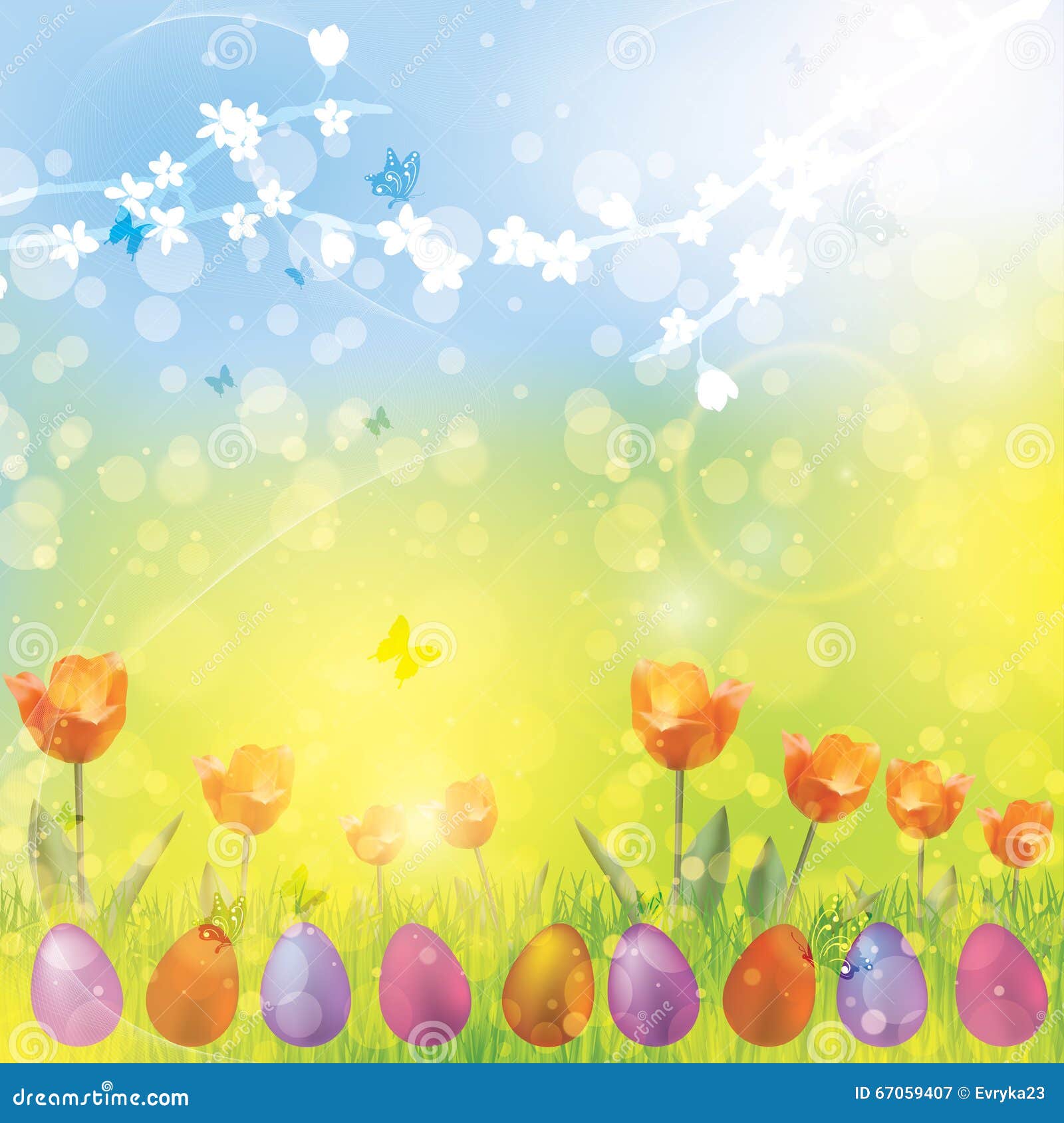 Easter Spring Colorful Vector Illustration Stock Vector - Illustration ...