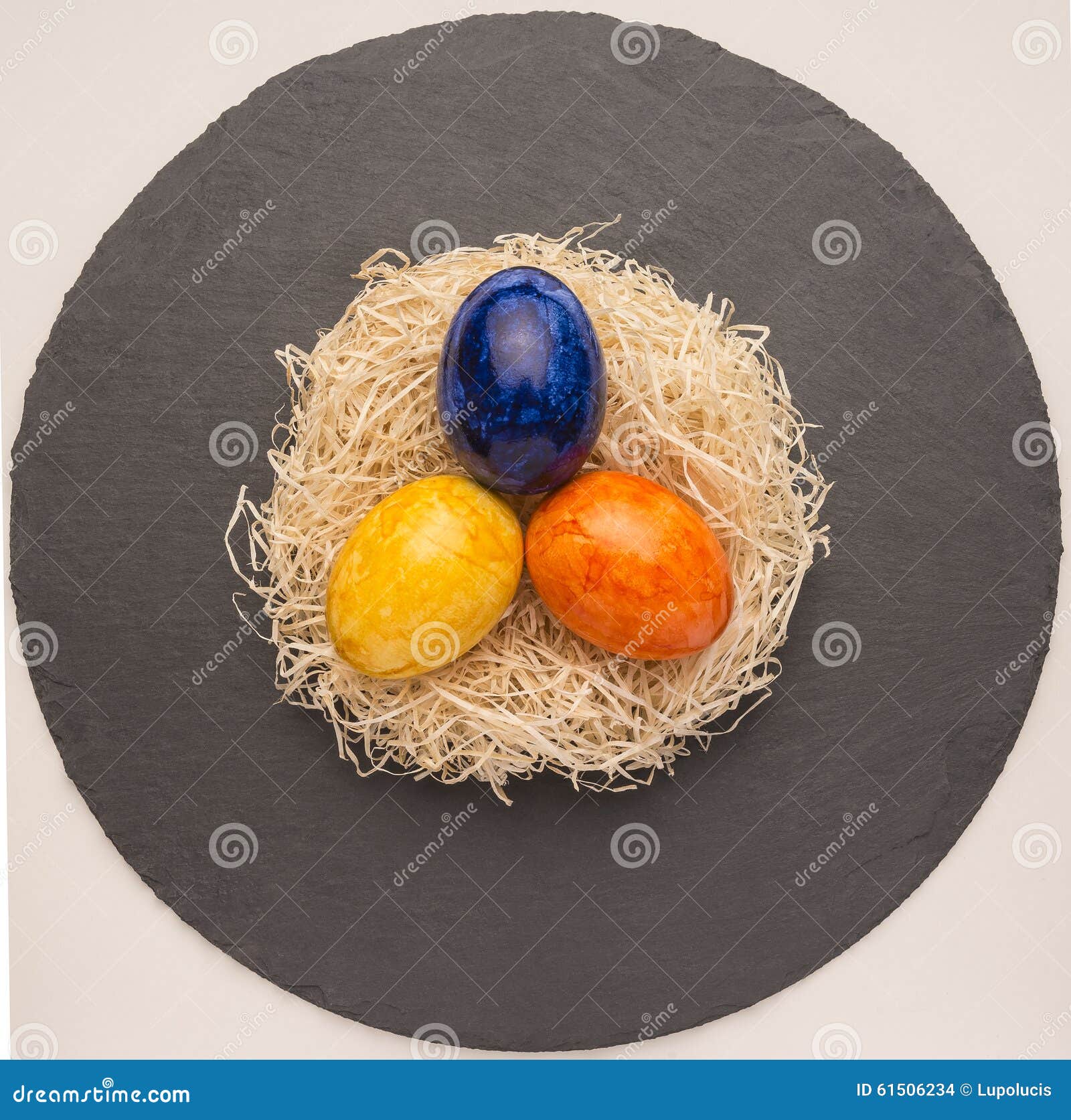 Easter or Spring Themed Background with Colored Eggs Stock Photo ...