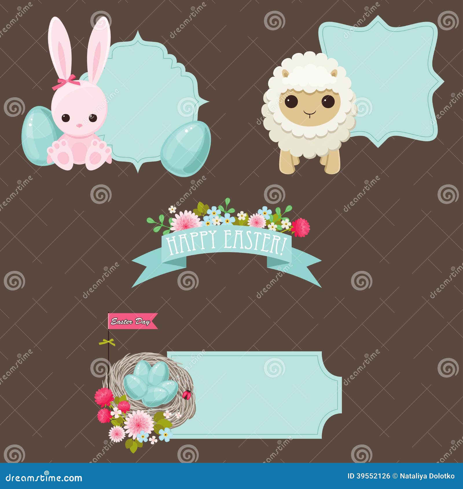 Easter stickers set stock vector. Illustration of nice - 39552126