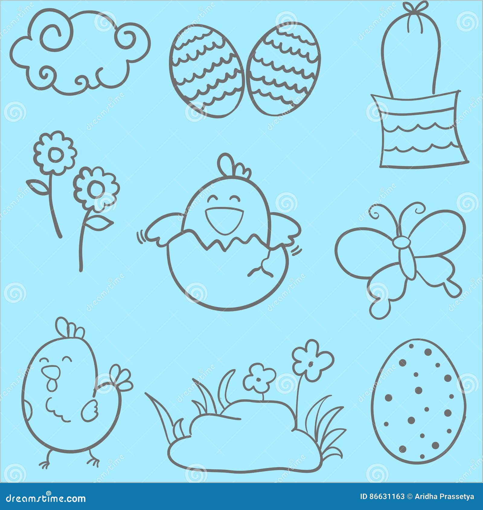 Easter Style Doodles Vector Art Stock Vector - Illustration of spring ...