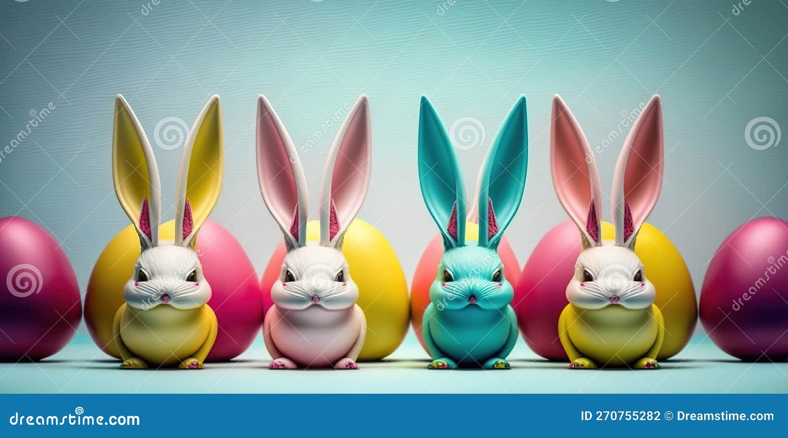 Easter Sunday, Bright Easter Eggs with Cute Bunny Ears Stock ...