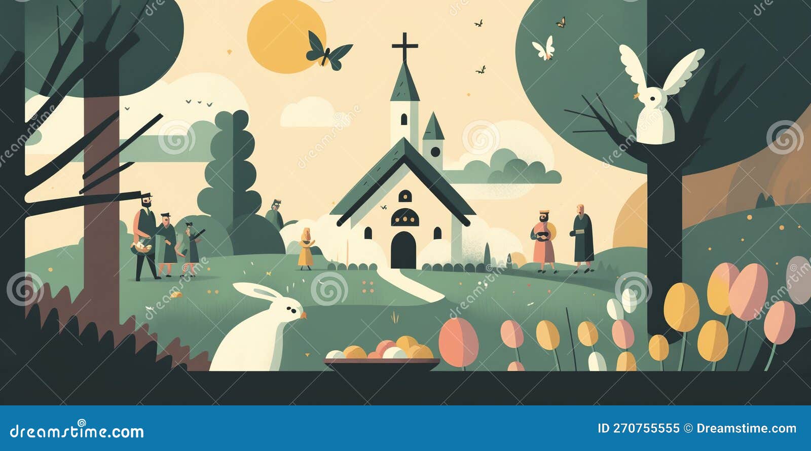 Easter Sunday. Easter Vector Illustration. Cave. Empty Tomb of Jesus ...