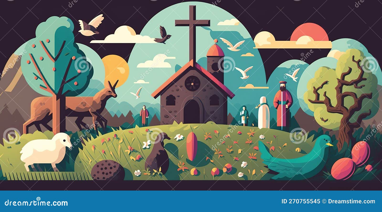 Easter Sunday. Easter Vector Illustration. Cave. Empty Tomb of Jesus ...