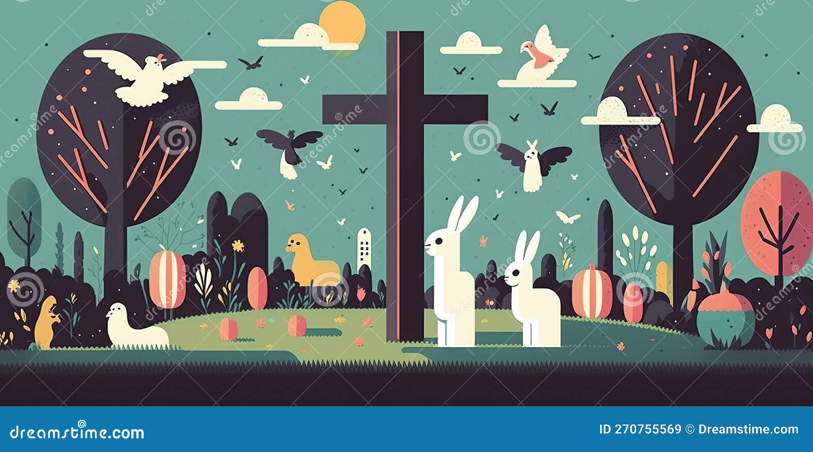 Easter Sunday. Easter Vector Illustration. Cave. Empty Tomb of Jesus ...