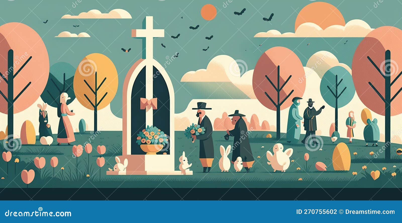 Easter Sunday. Easter Vector Illustration. Cave. Empty Tomb of Jesus ...