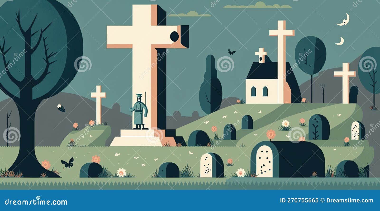 Easter Sunday. Easter Vector Illustration. Cave. Empty Tomb of Jesus ...