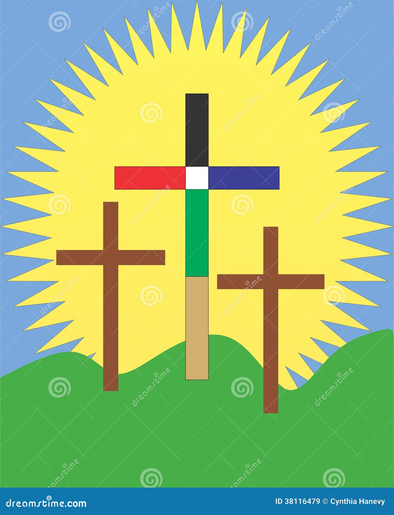 Easter Sunday Morning-Empty Crosses and Big Sun Stock Vector ...