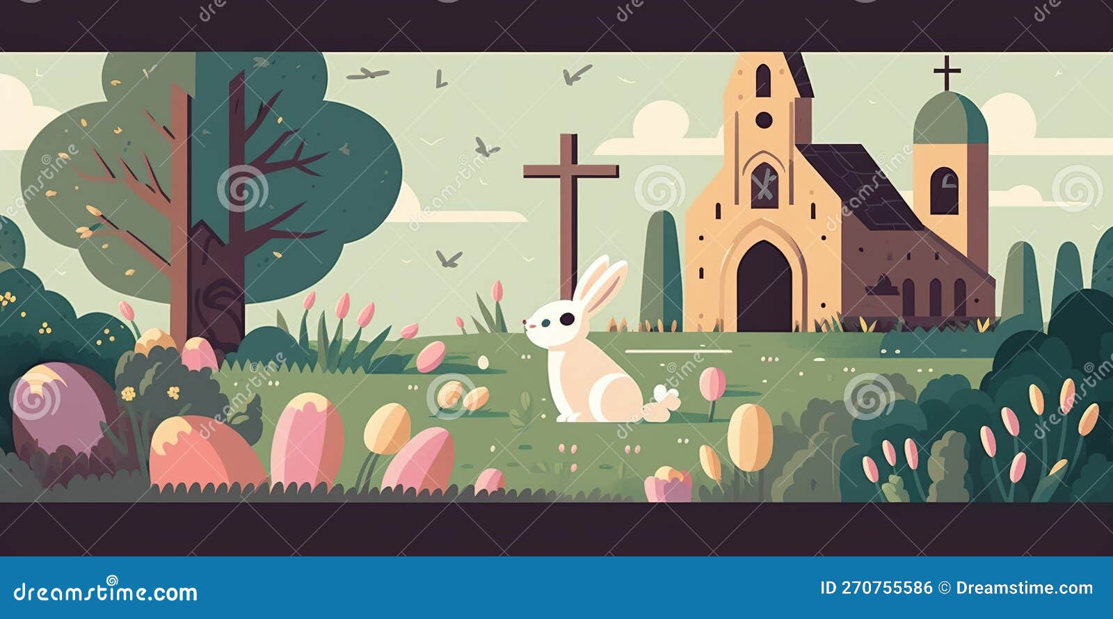 Easter Sunday. Easter Vector Illustration. Cave. Empty Tomb of Jesus ...