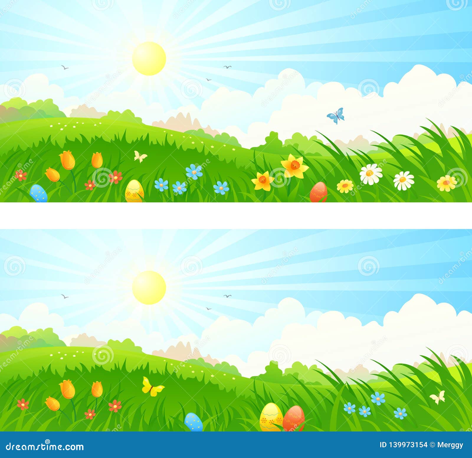 Easter sunrise banners stock vector. Illustration of meadow - 139973154