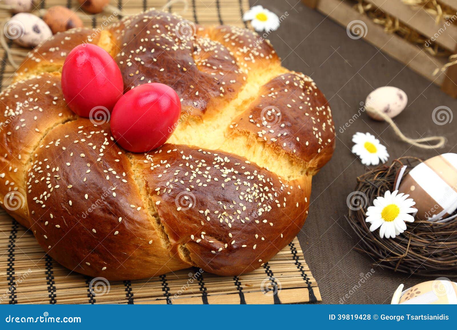 Easter sweet brioche stock photo. Image of dying, eggs - 39819428
