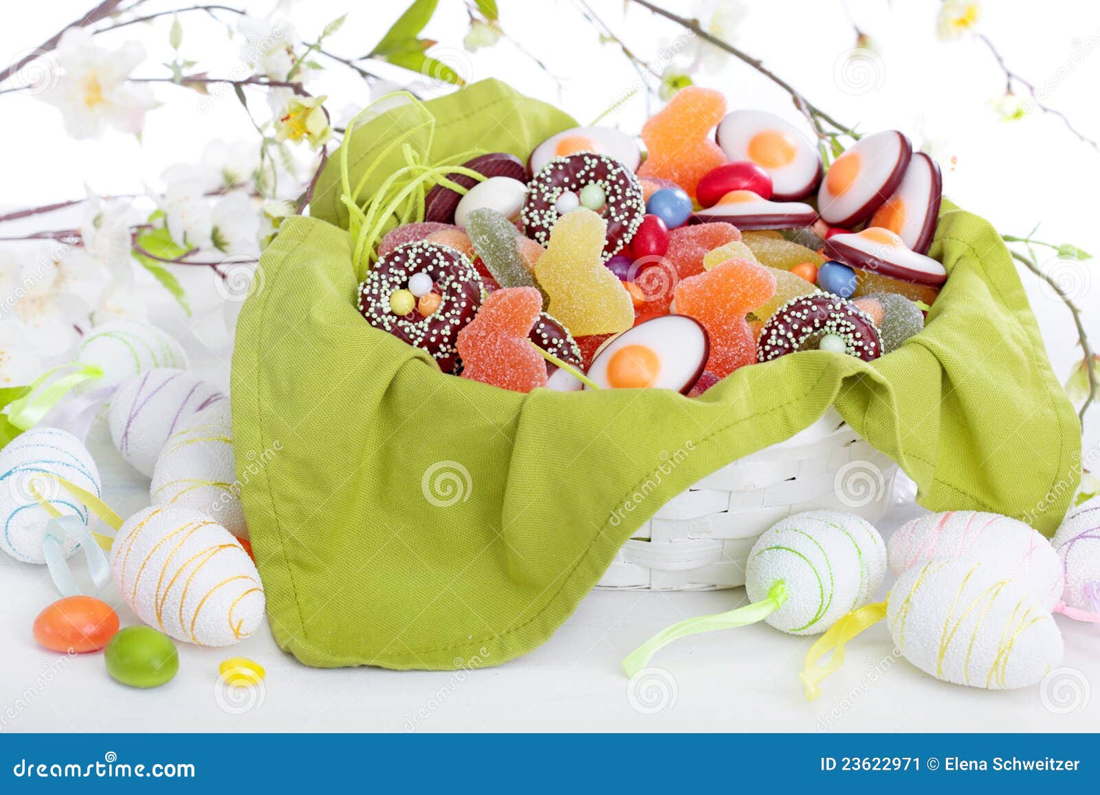 Easter sweets in a basket stock image. Image of festive - 23622971