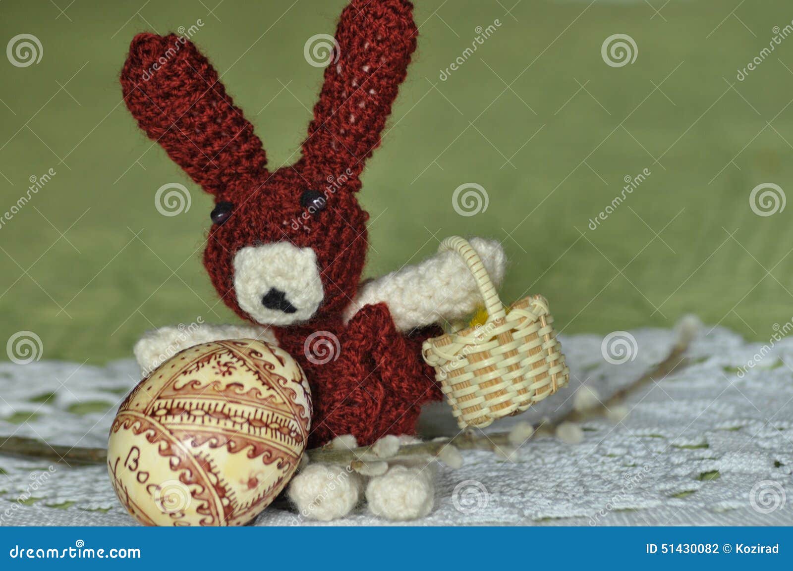Easter. Symbols of Christmas. Rabbit, Chicken and Eggs Stock Photo ...