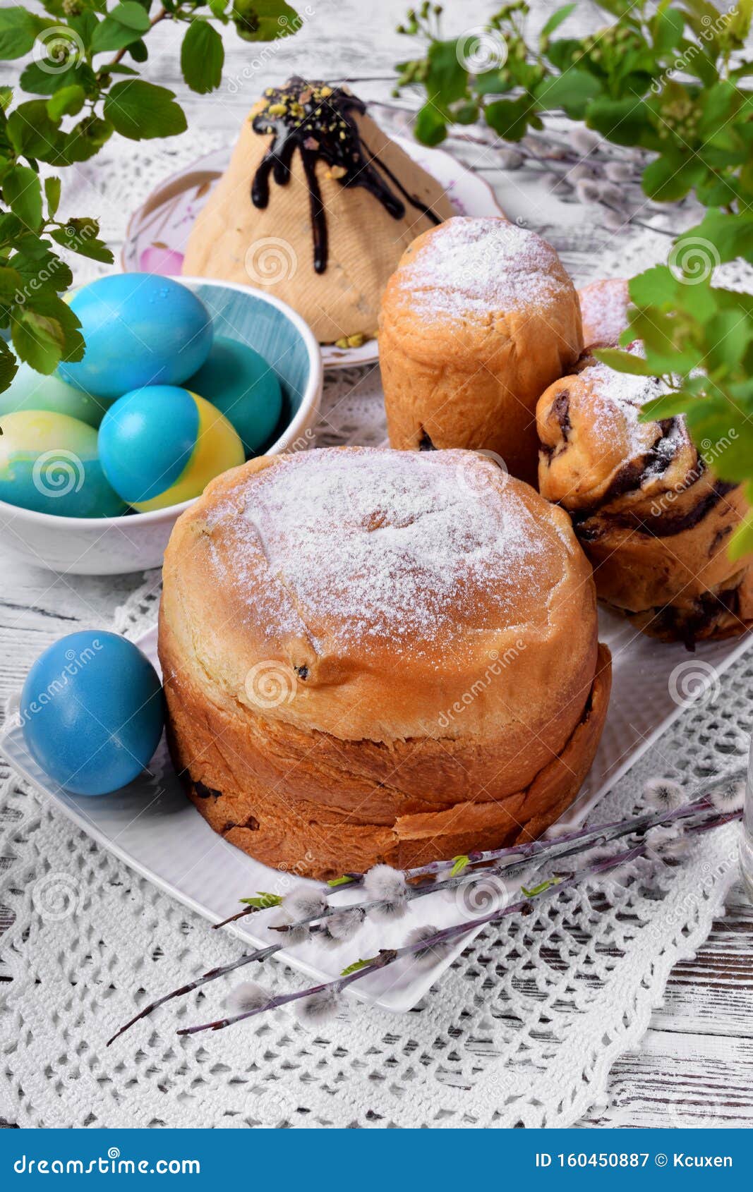 Easter Cakes, Colored Eggs and Cottage Cheese Paskha Stock Image ...
