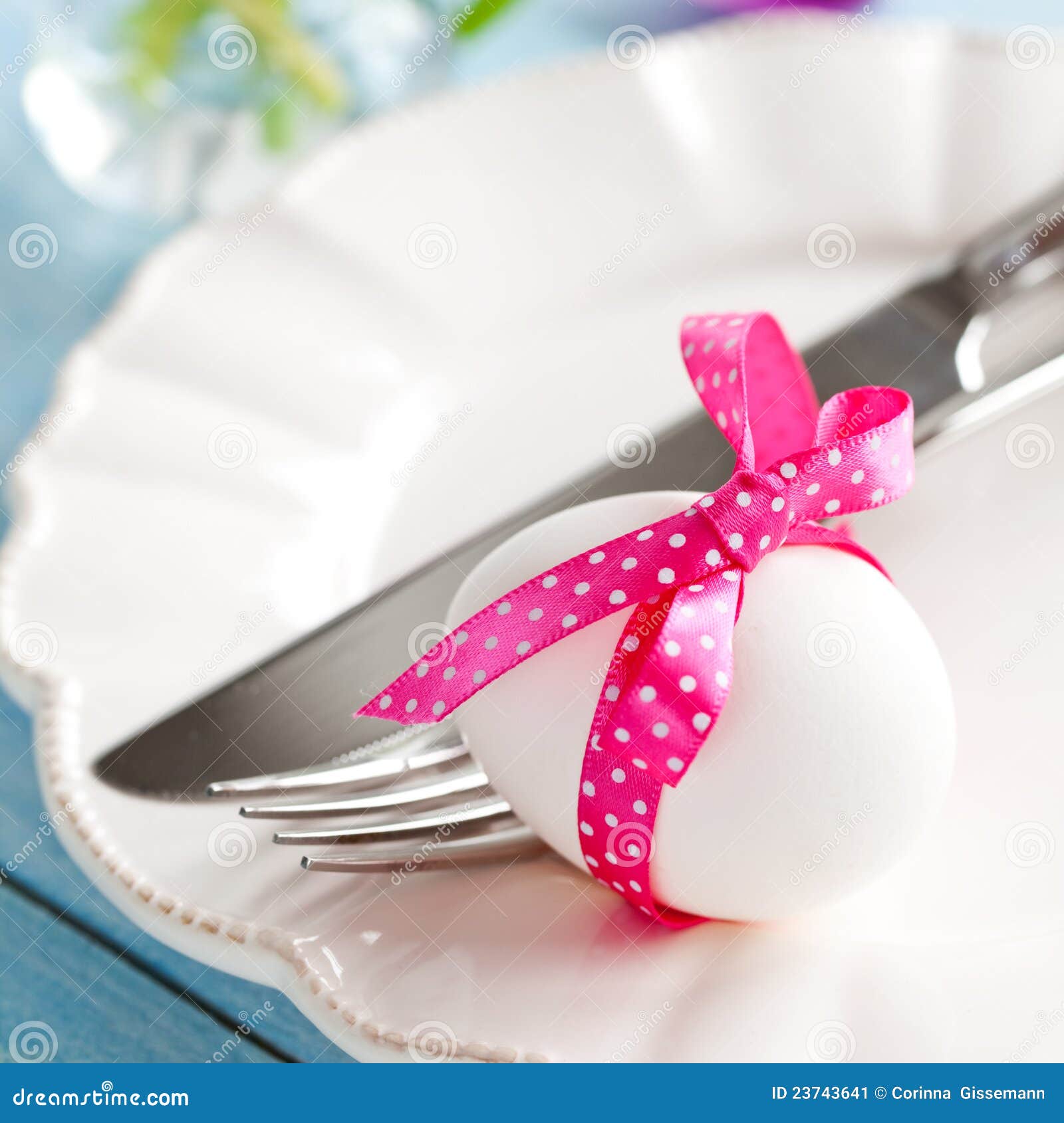 Easter Table Setting with Egg Stock Image - Image of dinner, setting ...