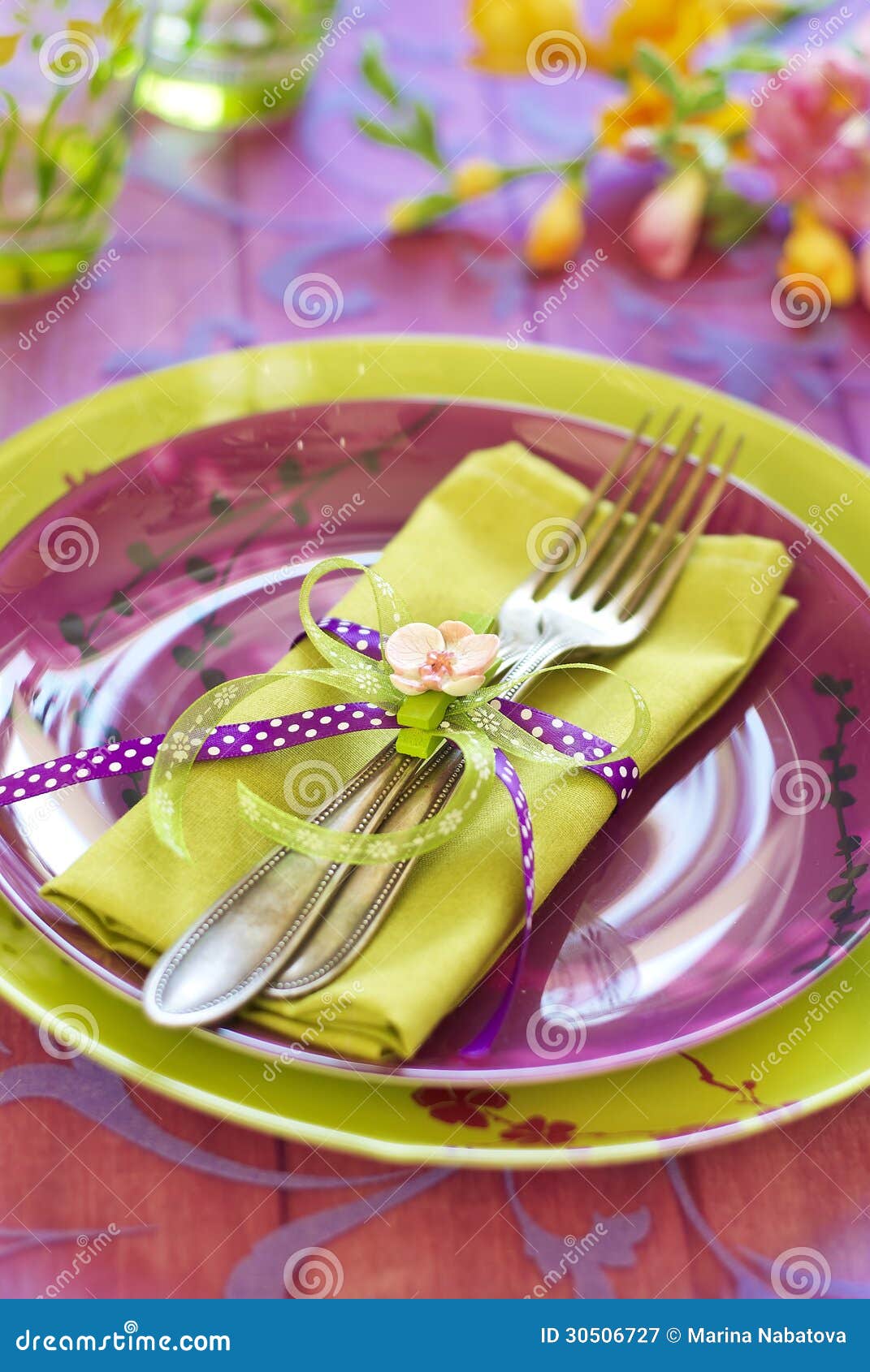 Easter tableware stock image. Image of decorate, orchid - 30506727