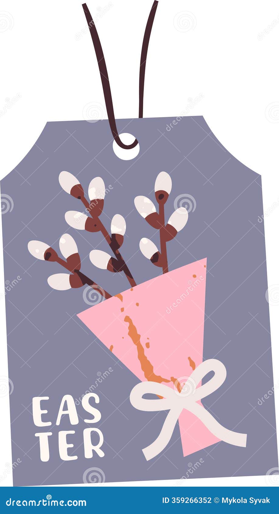 Easter Tag with Flowers Bouquet Stock Illustration - Illustration of ...