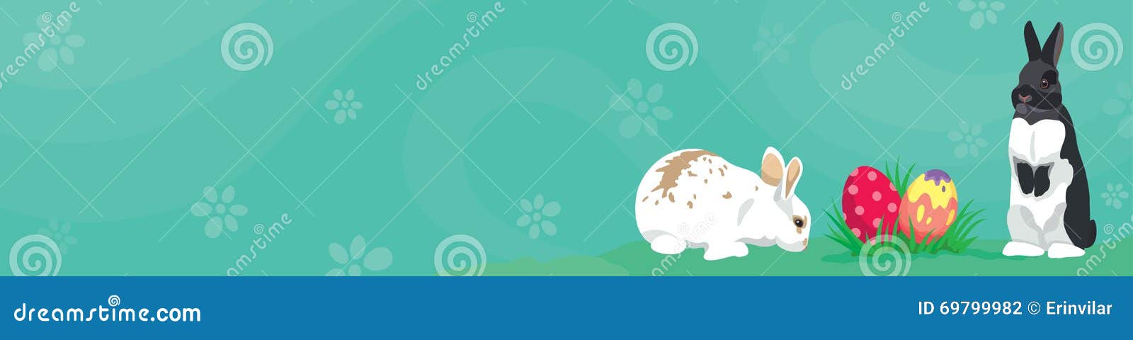 Easter Template Web Banner Header Easter Rabbits and Eggs Stock Vector ...