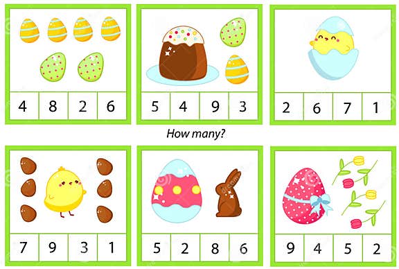 Easter Theme Counting Kids Activity. Educational Children Game Stock ...