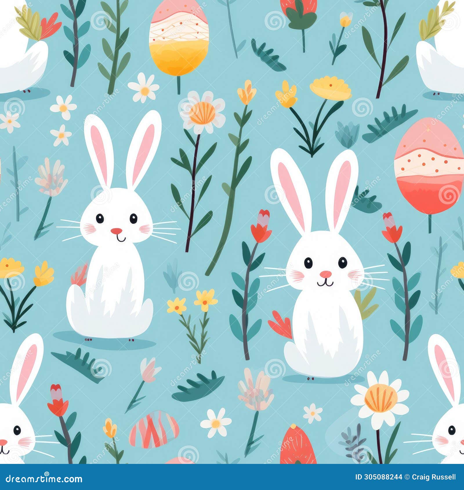 Easter Theme Illustration with a Bunny Rabbit Stock Illustration ...