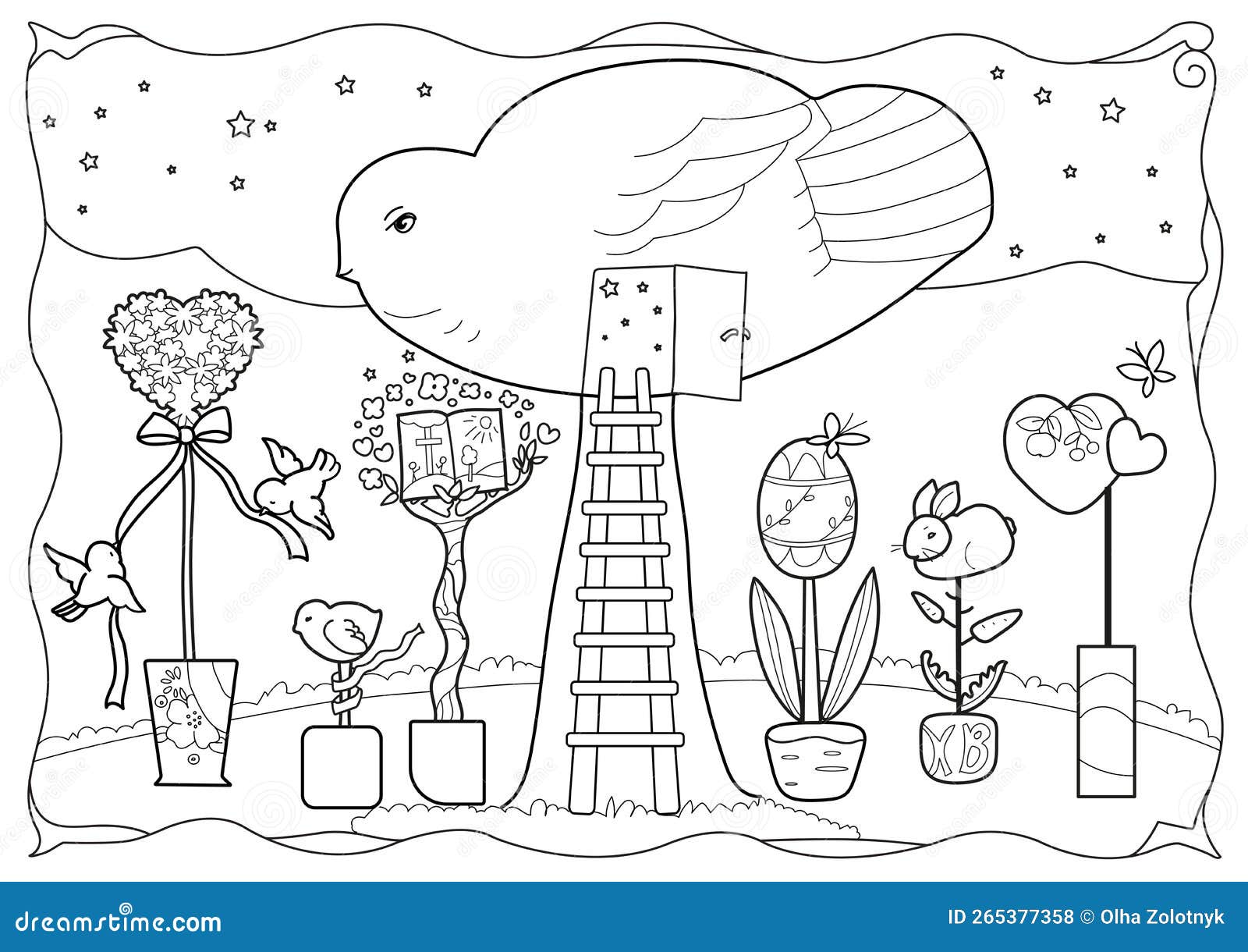 Easter Themed Digital Coloring Poster for Kids. Easter Coloring Stock ...