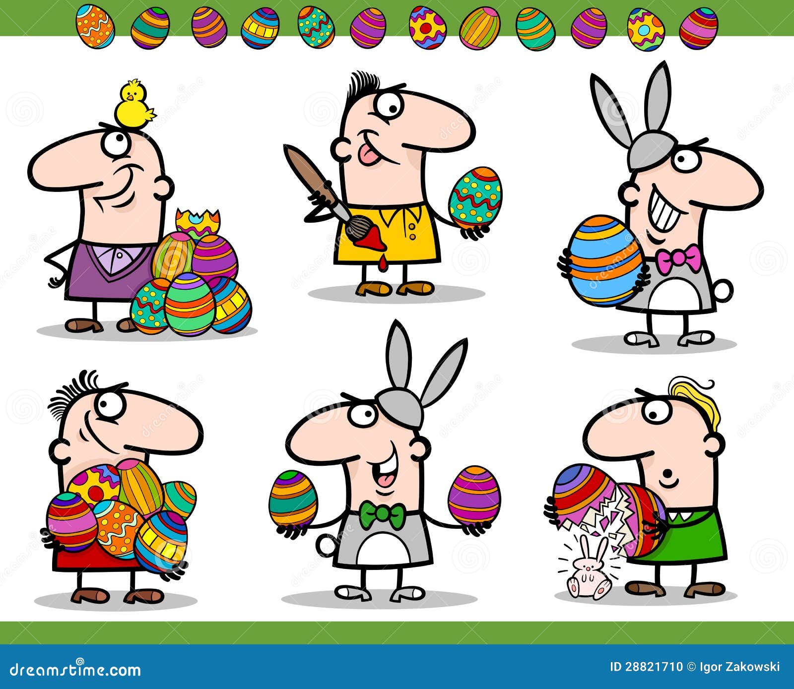 Easter Themes Set Cartoon Illustration Stock Vector - Illustration of ...