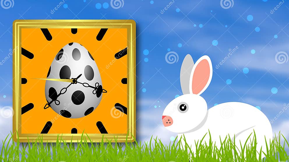 Easter Time Decorative Clock with Golden Frame Texture Stock ...