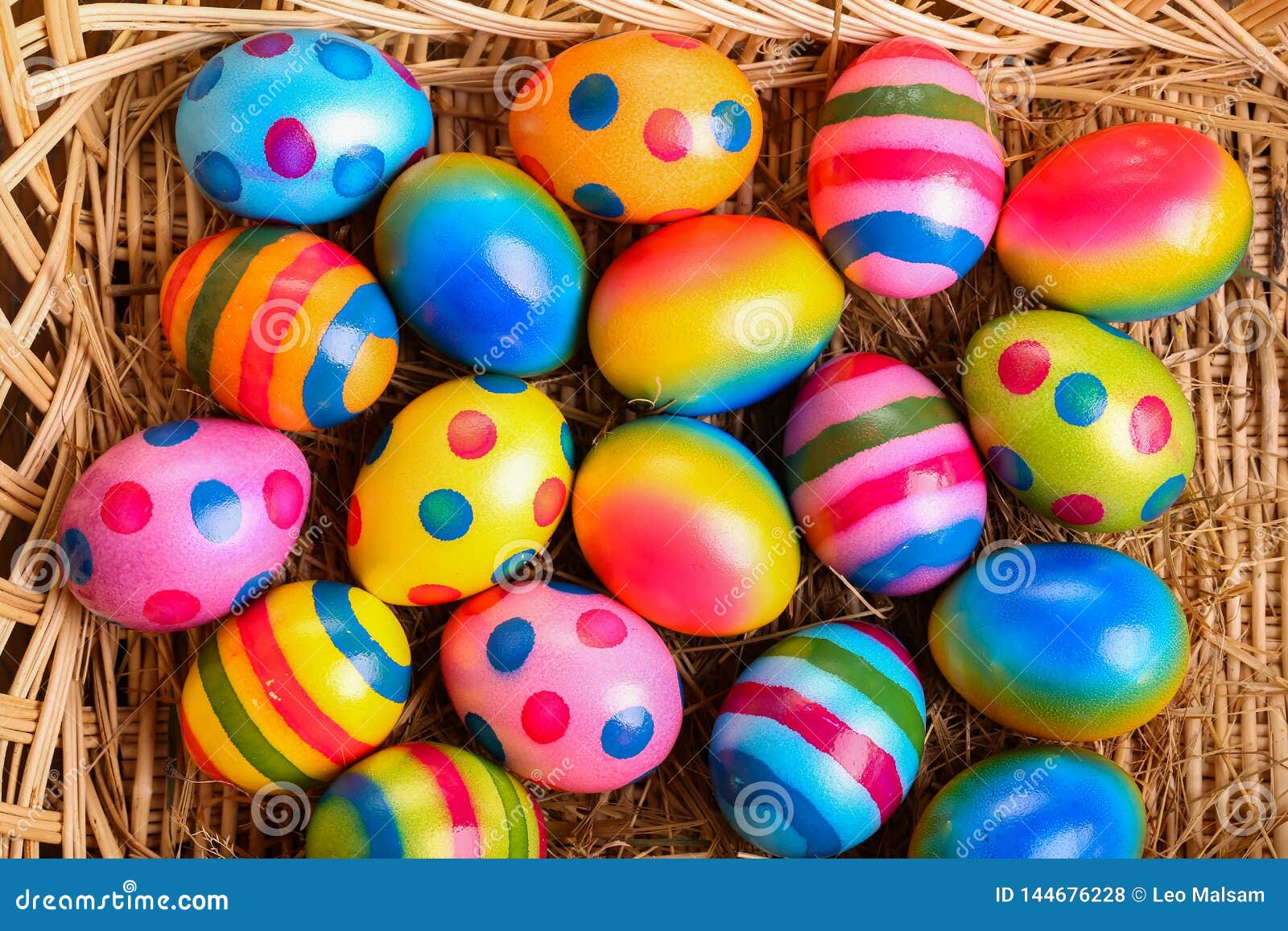 Easter Traditions. Compositions with Painted Easter Eggs Stock Photo ...