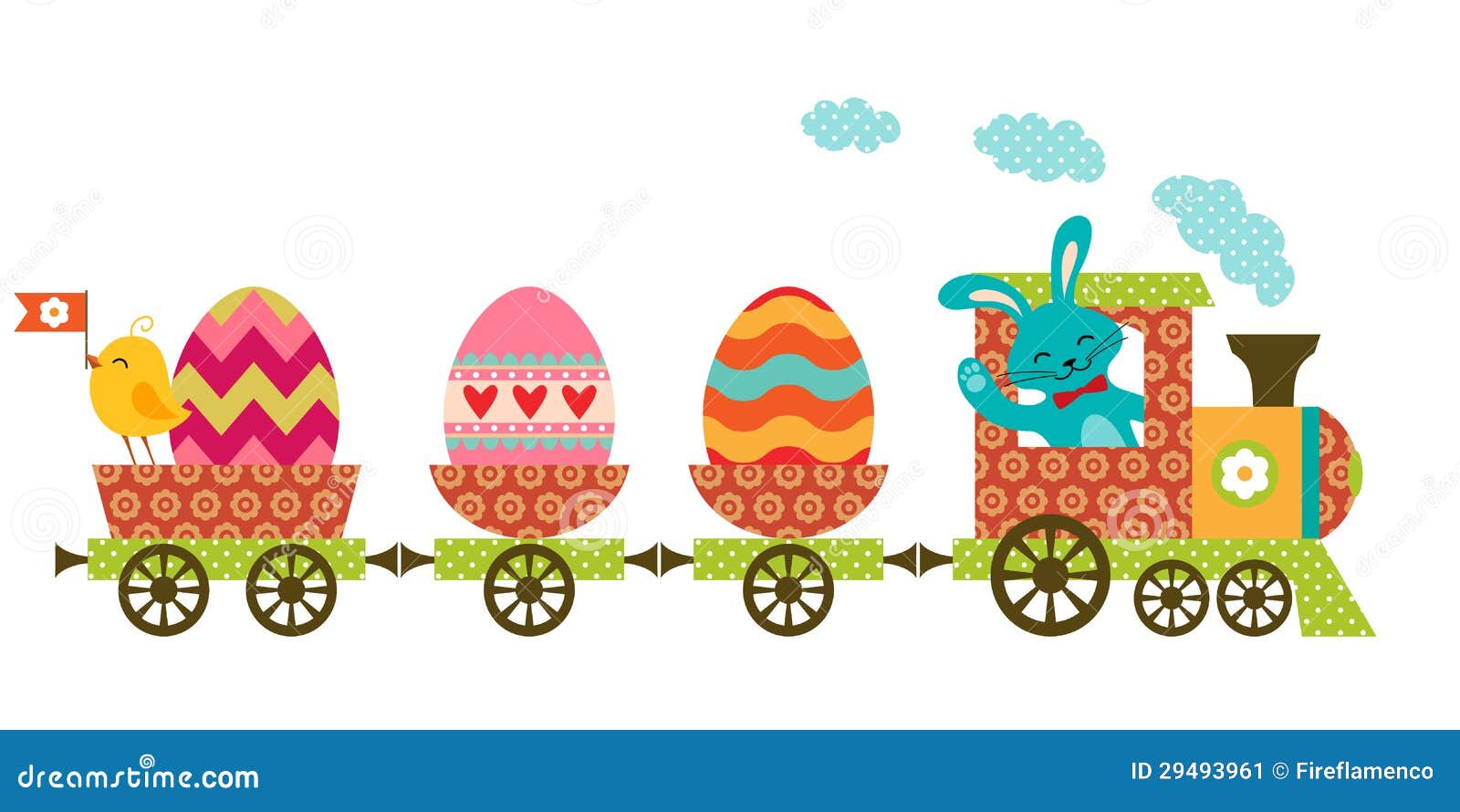 Easter Train With Bunny Ears And Eggs Cartoon Vector | CartoonDealer ...