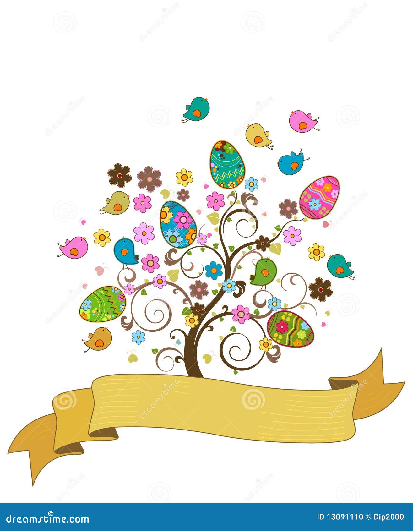 Easter tree stock vector. Illustration of funny, colors - 13091110