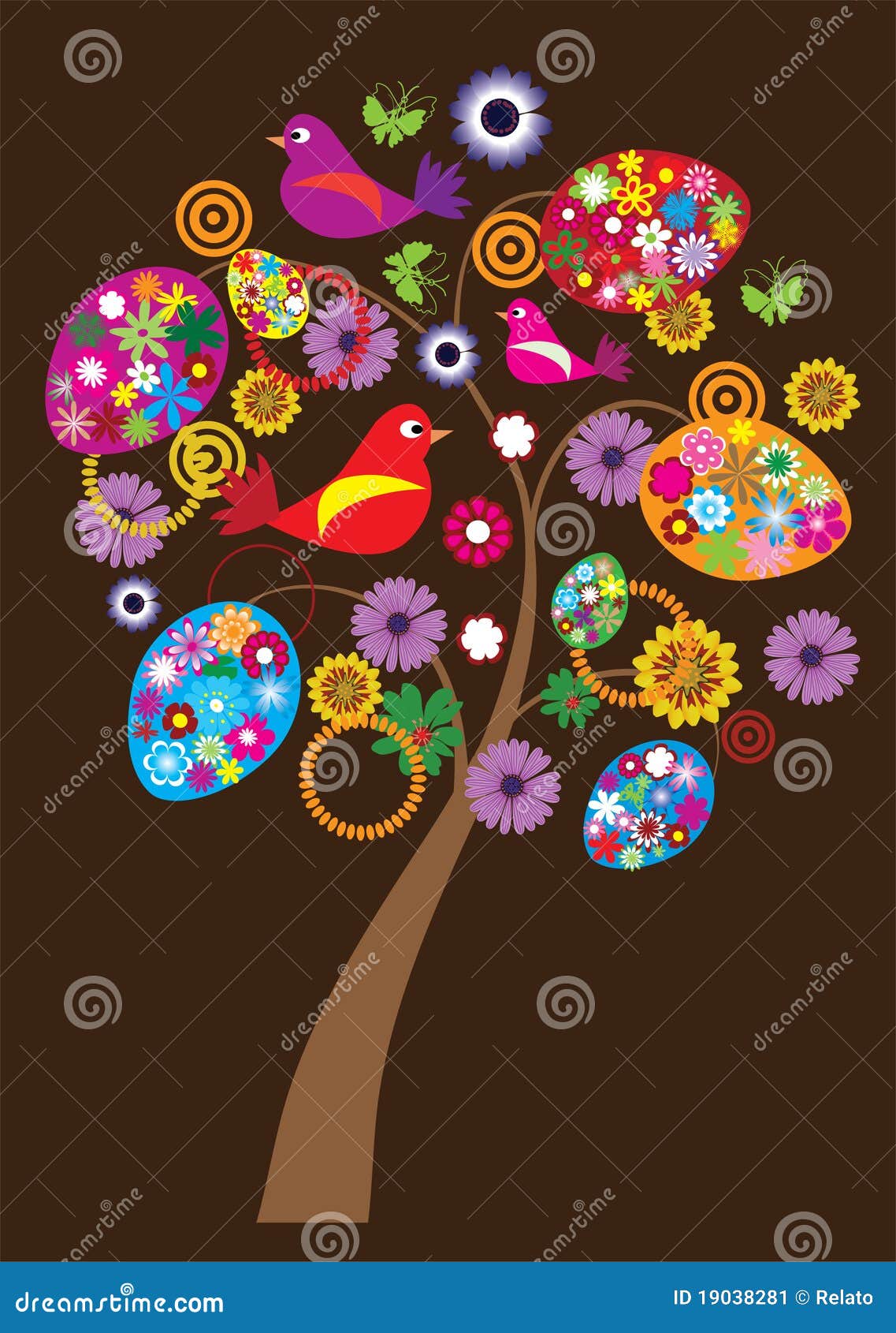 Easter tree stock vector. Illustration of retro, nature - 19038281